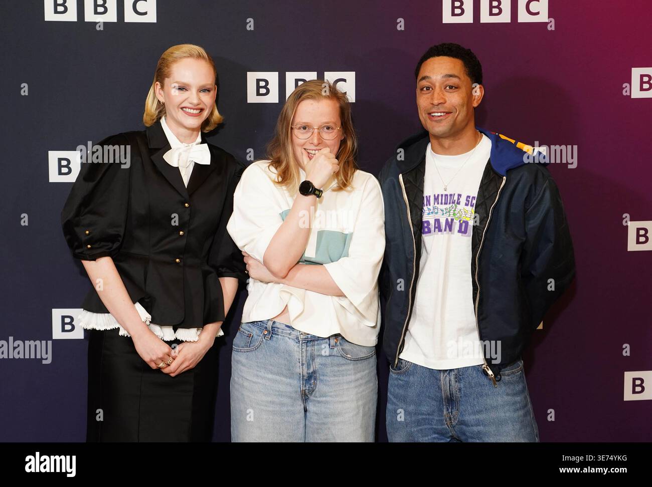 (Left to right) Emma Laird, Charlotte Regan and Ben Coyle-Larner ...