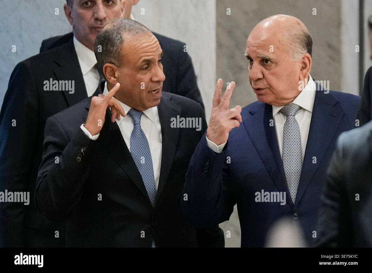 Egyptian Foreign Minister Badr Ahmed Mohamed Abdelatty, left, arrives ...