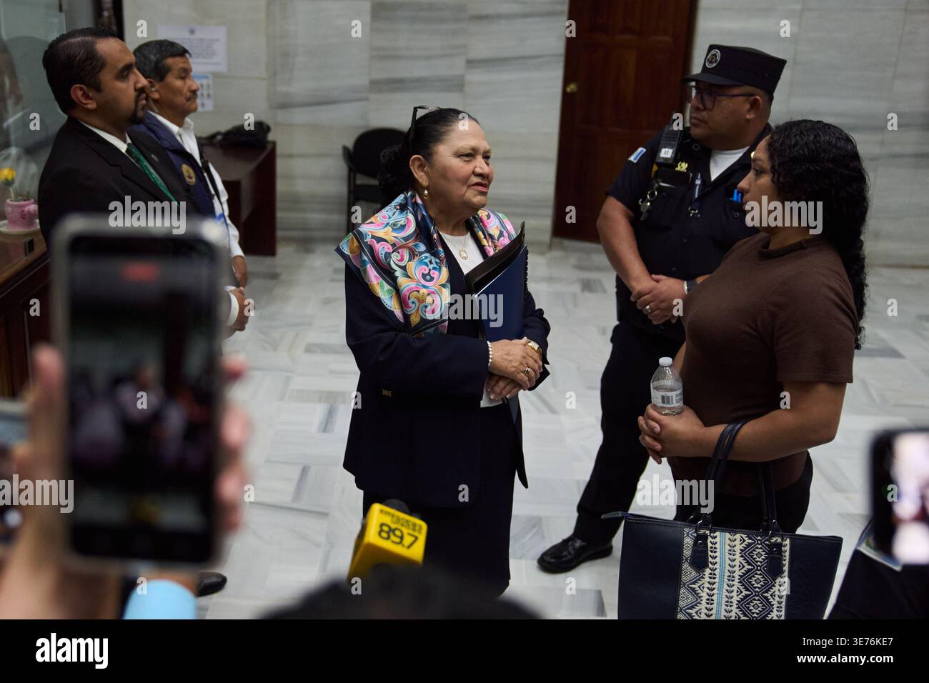 Attorney General Consuelo Porras talks with reporters after speaking ...