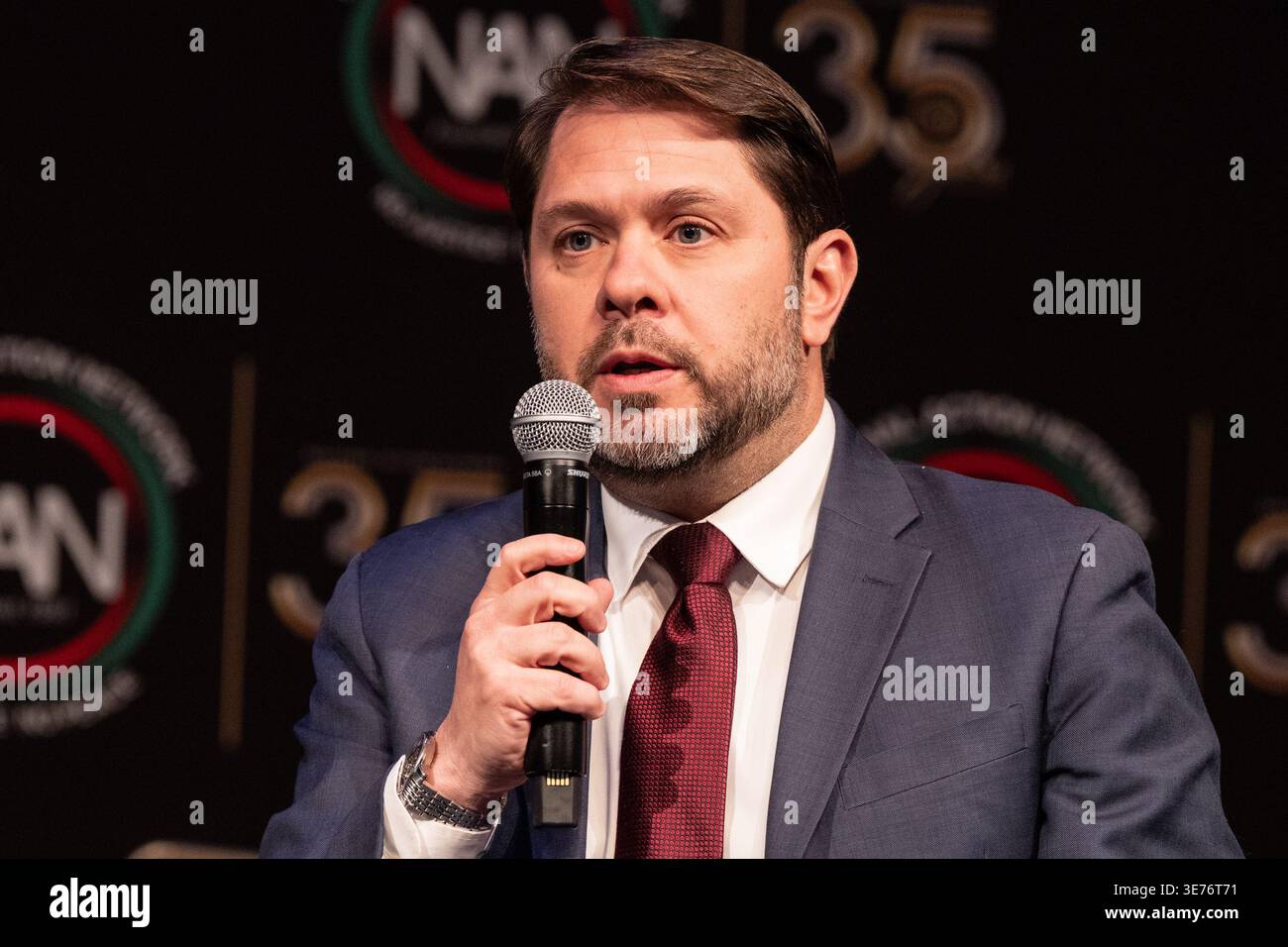 U. S. Senator Ruben Gallego in conversation with Reverend Al Sharpton ...