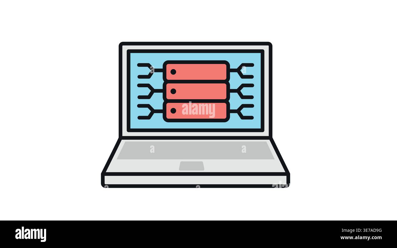 Laptop server infrastructure and hosting icon Stock Vector Image & Art ...