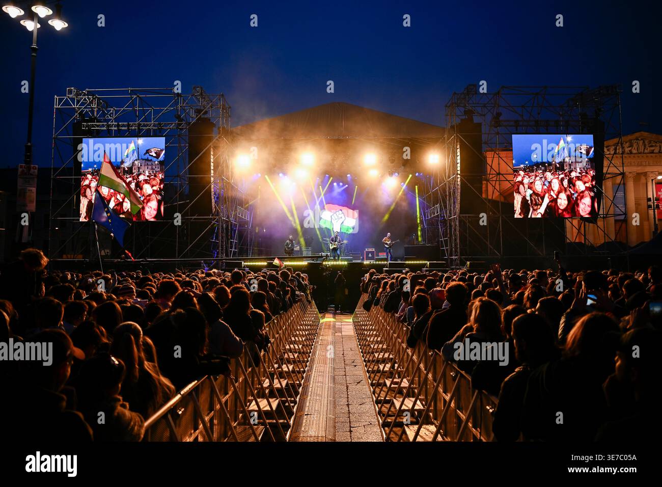 The band Galaxisok performs during an anti-government concert featuring ...