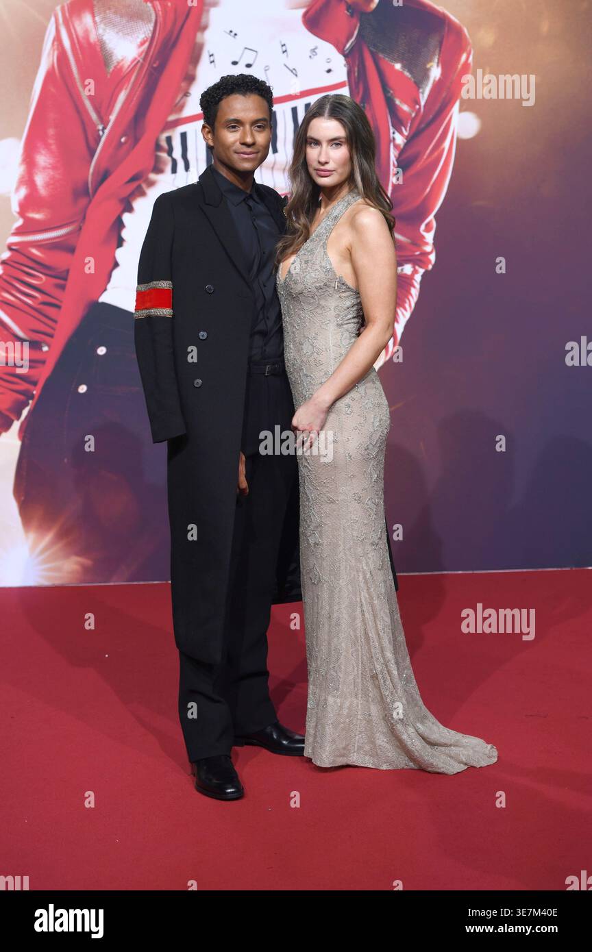 Jaafar Jackson and Maddie Simpson at the premiere of the feature film ...