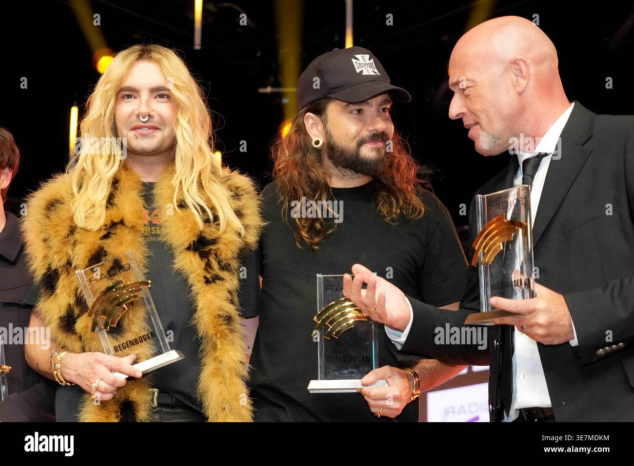 Bill Kaulitz, Tom Kaulitz and Der Graf during the Radio Regenbogen ...