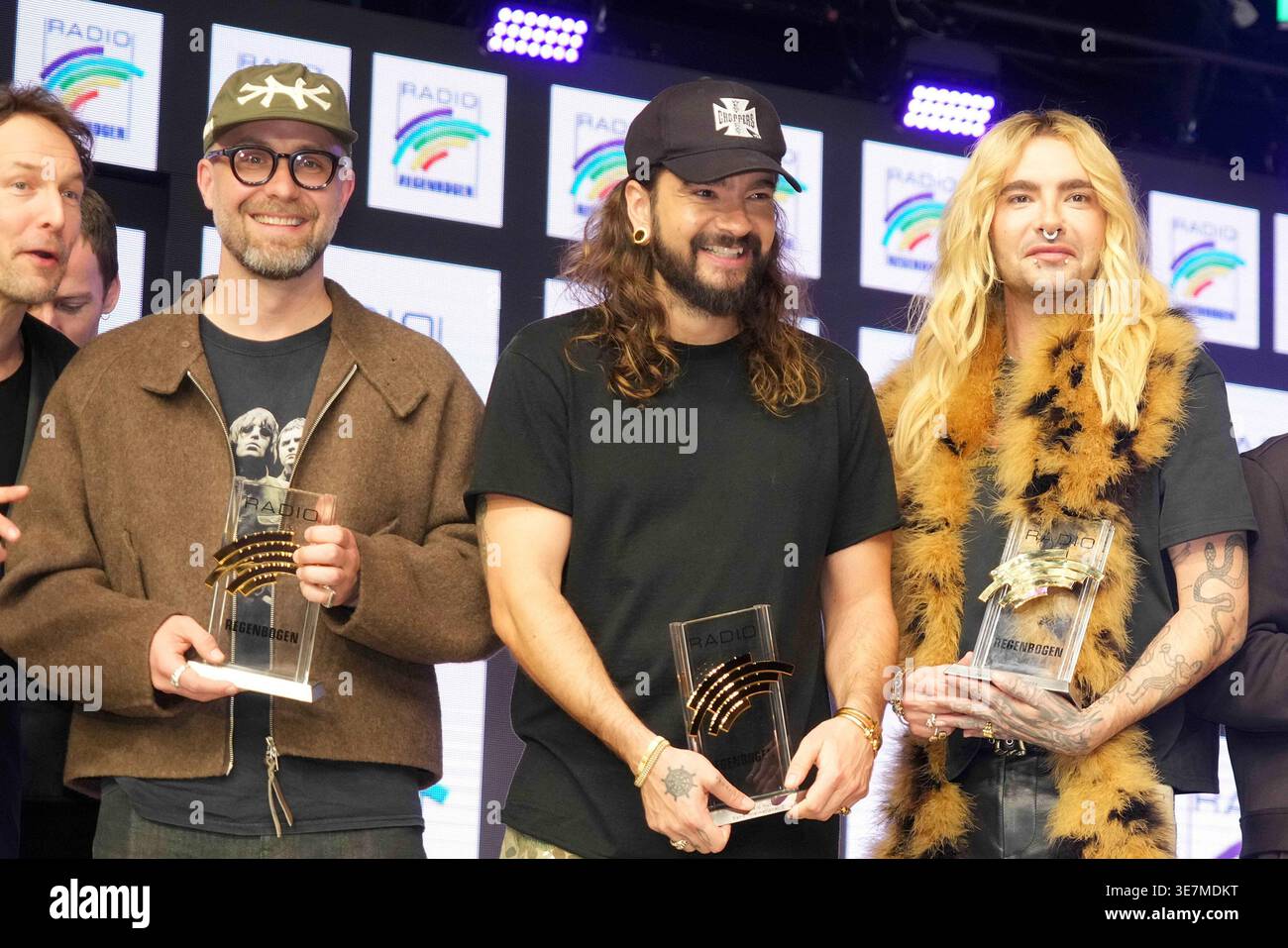 Mark Forster, Tom Kaulitz and Bill Kaulitz during the Radio Regenbogen ...