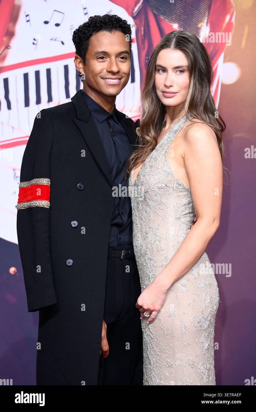Jaafar Jackson and Maddie Simpson at the premiere of the feature film ...