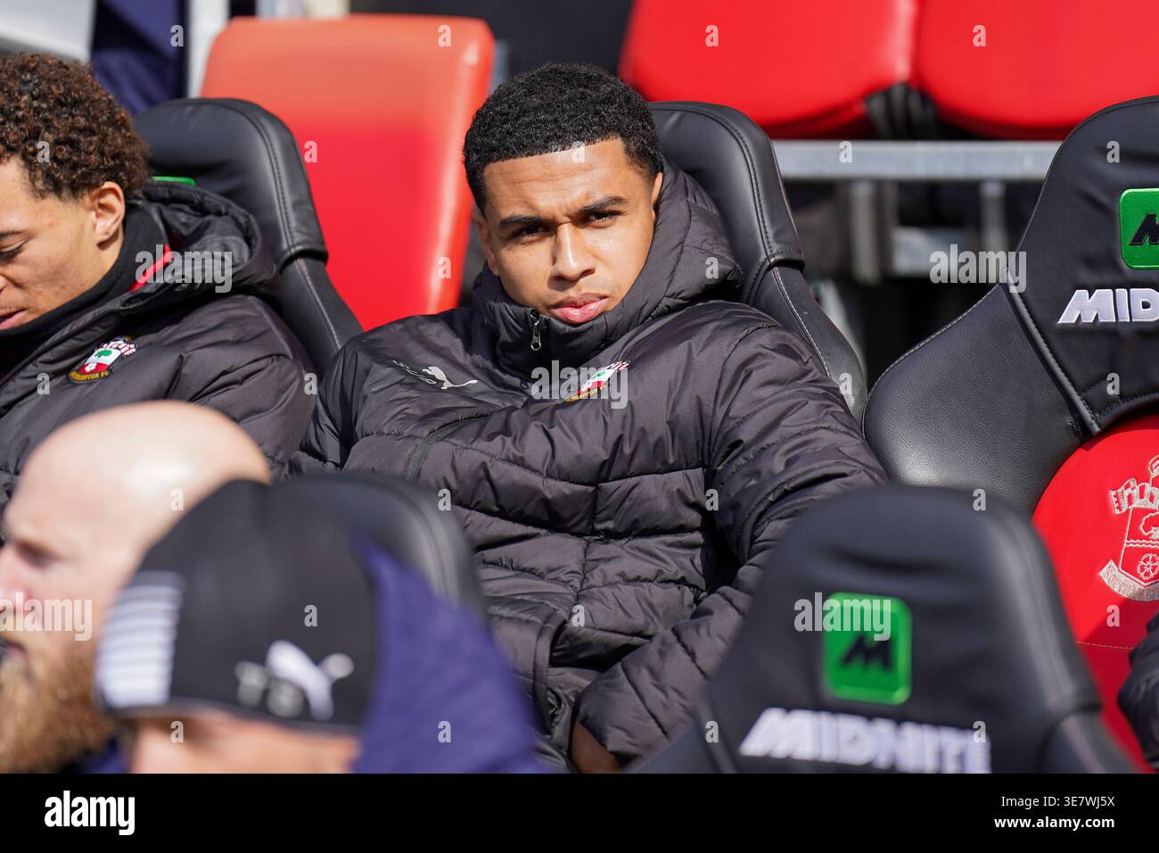 Southampton defender Shea Charles (24) on the bench during the ...