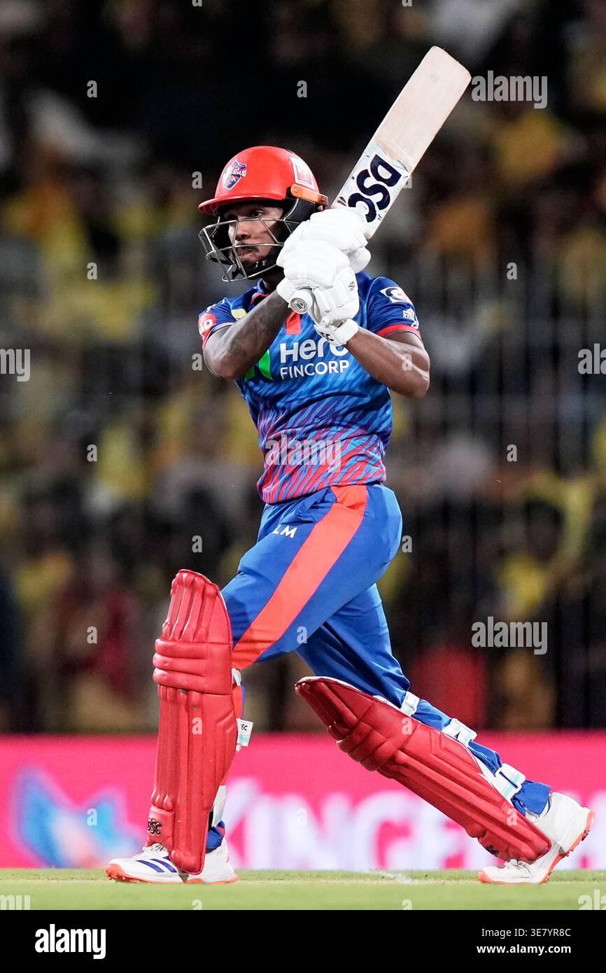 Delhi Capitals' Pathum Nissanka hits a boundary during the Indian ...