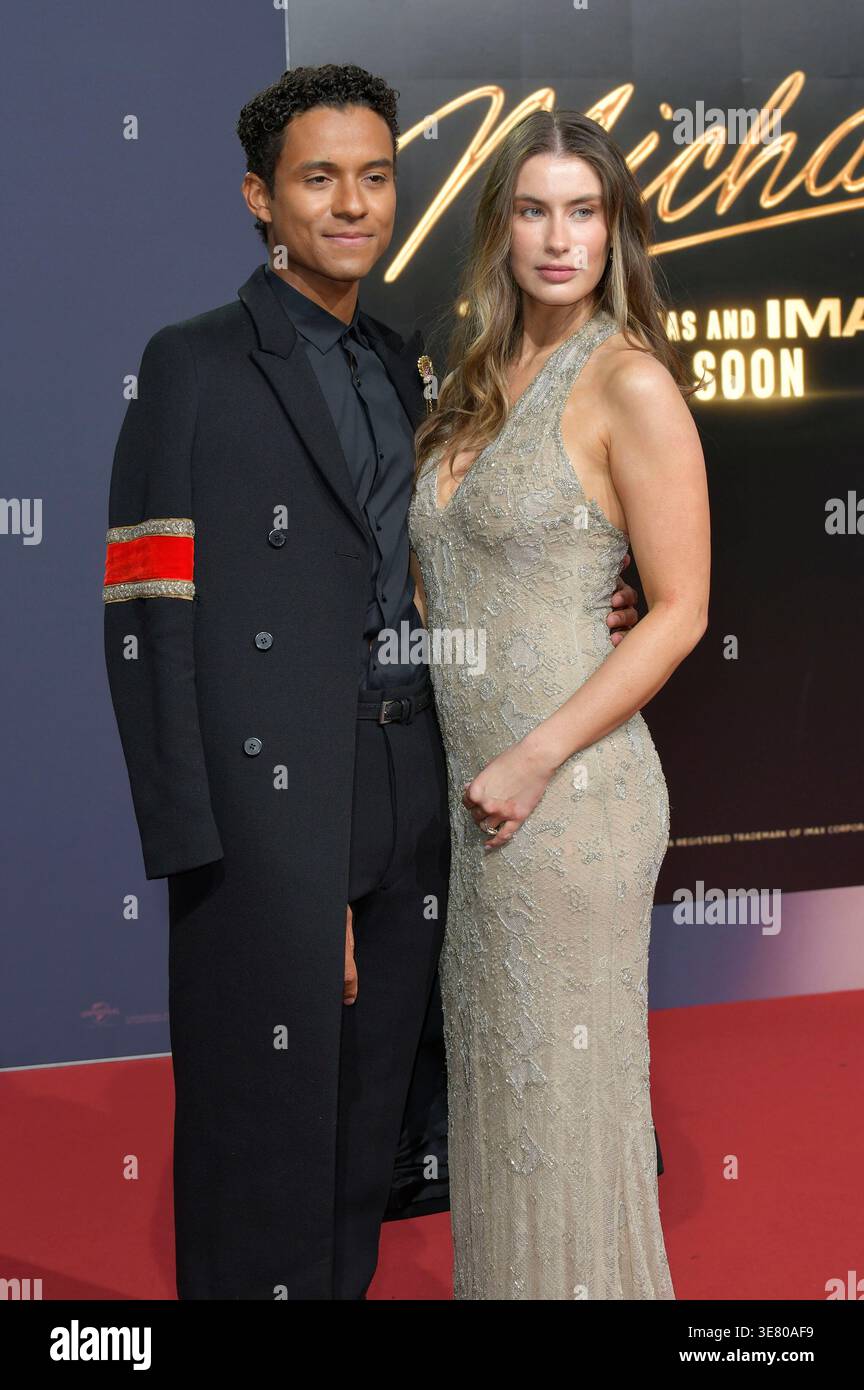 Jaafar Jackson and Maddie Simpson at the premiere of the feature film ...