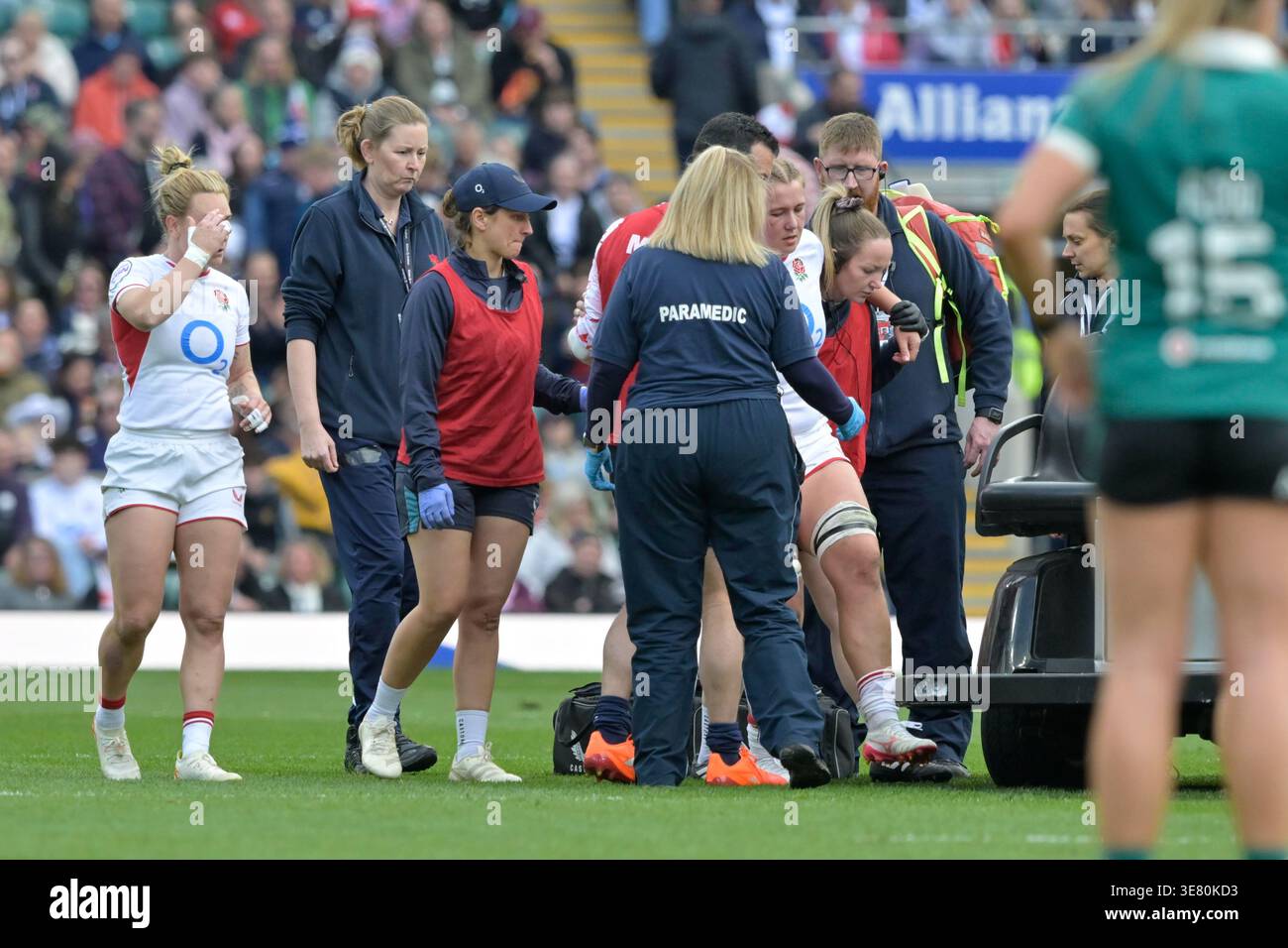 London, United Kingdom. 11 Apr 2026. England's Morwenna Talling limps ...