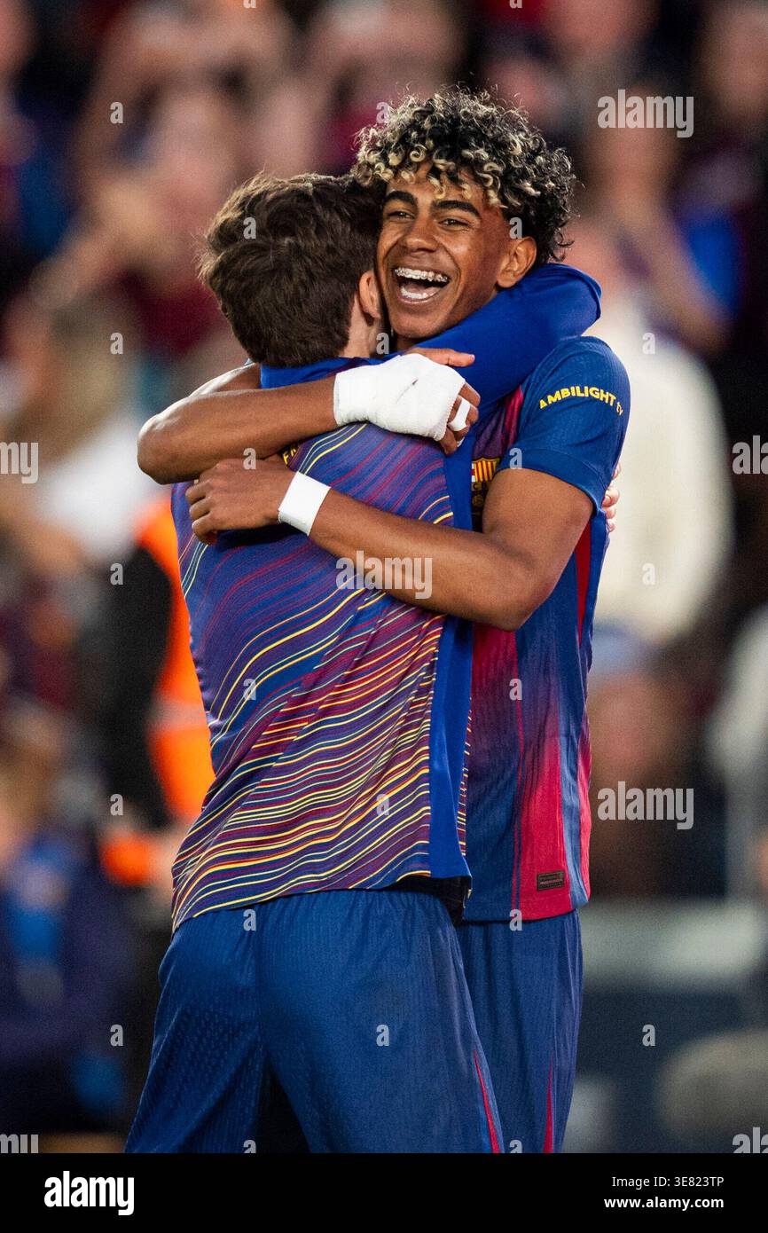 Lamine Yamal (FC Barcelona) and Gavi (FC Barcelona) celebrate after the ...