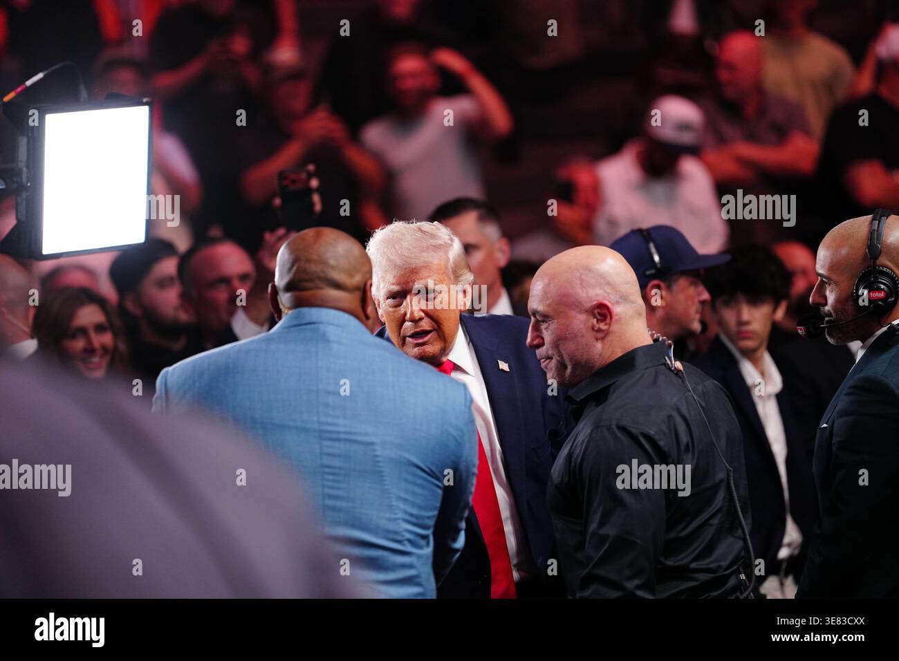 MIAMI, FL - APRIL 11 : President Donald Trump talks to Joe Rogan and ...