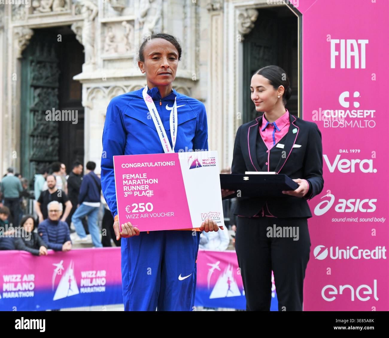 Milan, Italy WIZZ AIR MARATHON 2026 Arrival of the professional winners ...