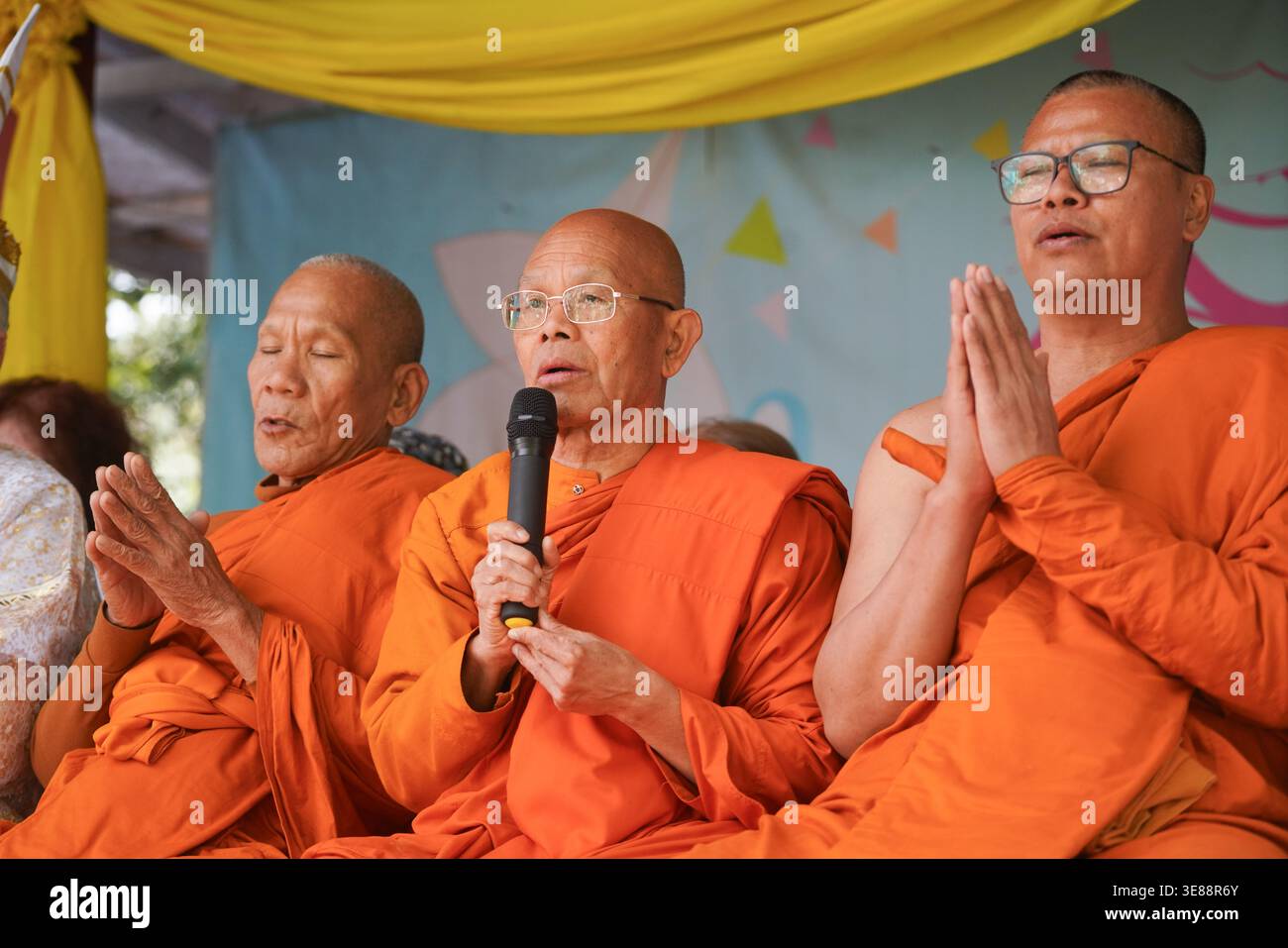 11 April 2026 Buddhist monks celebrate the Songkran Thai festival at ...