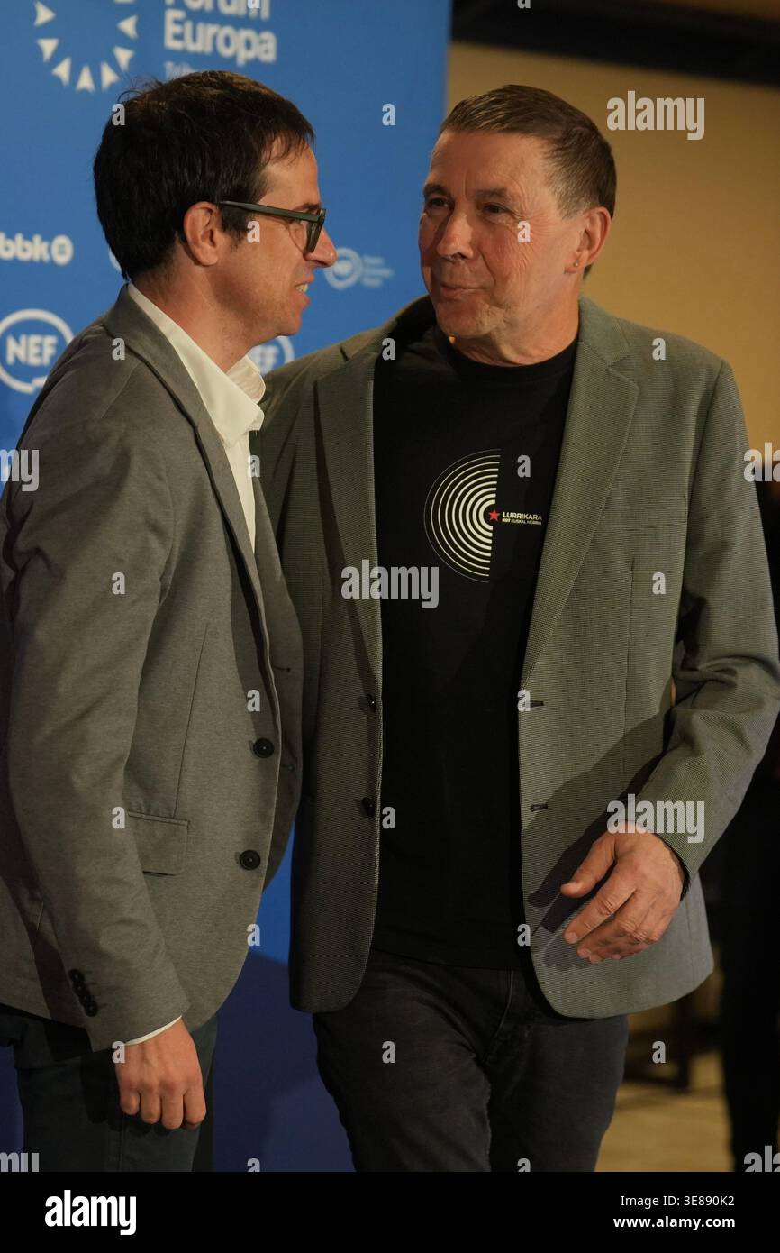 The Secretary General of EH Bildu, Arnaldo Otegui, and the EH Bildu ...