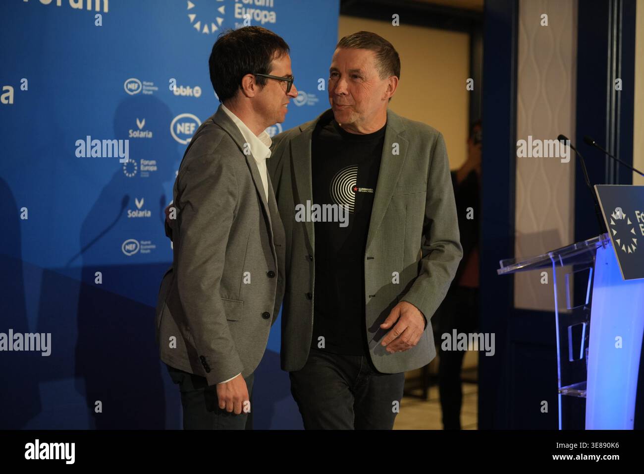 The Secretary General of EH Bildu, Arnaldo Otegui, and the EH Bildu ...