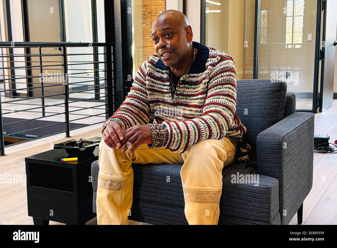 Comedian Dave Chappelle appears during an interview in Yellow Springs ...