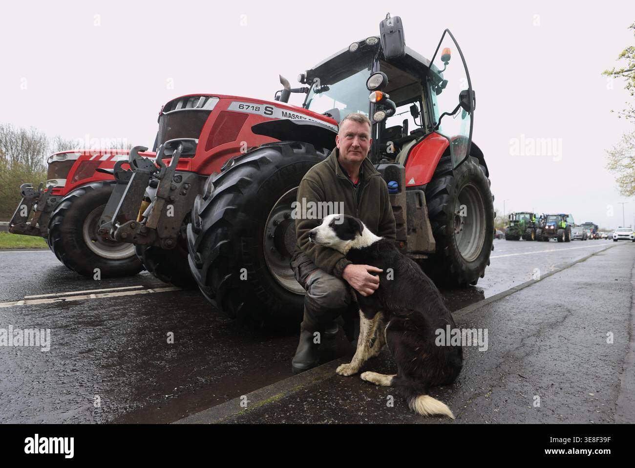 Ballygowan farmer Sam Hanna, with his dog Roy, on Sydenham by-pass in ...