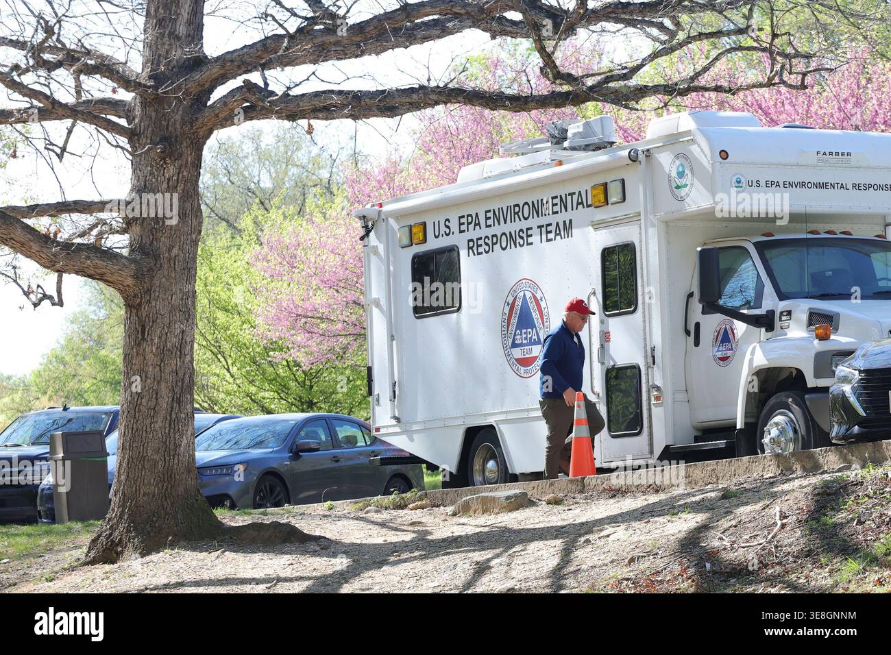 GREAT FALLS, MD - APRIL 13: View of sewage spill clean up after the ...