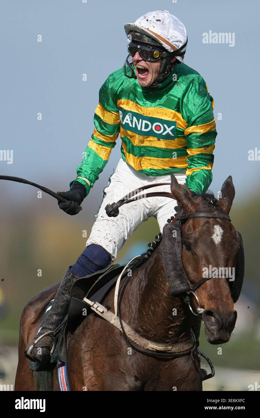 FILE - Jockey Paul Townend celebrates on I Am Maximus after winning the ...