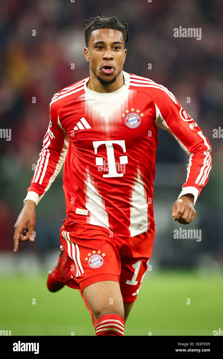 Bayern Munich forward Michael Olise (17) scores a GOAL 4-3 and ...