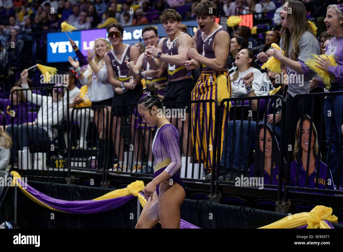 Fans cheer for LSU gymnast Kailin Chio before she performs on the ...