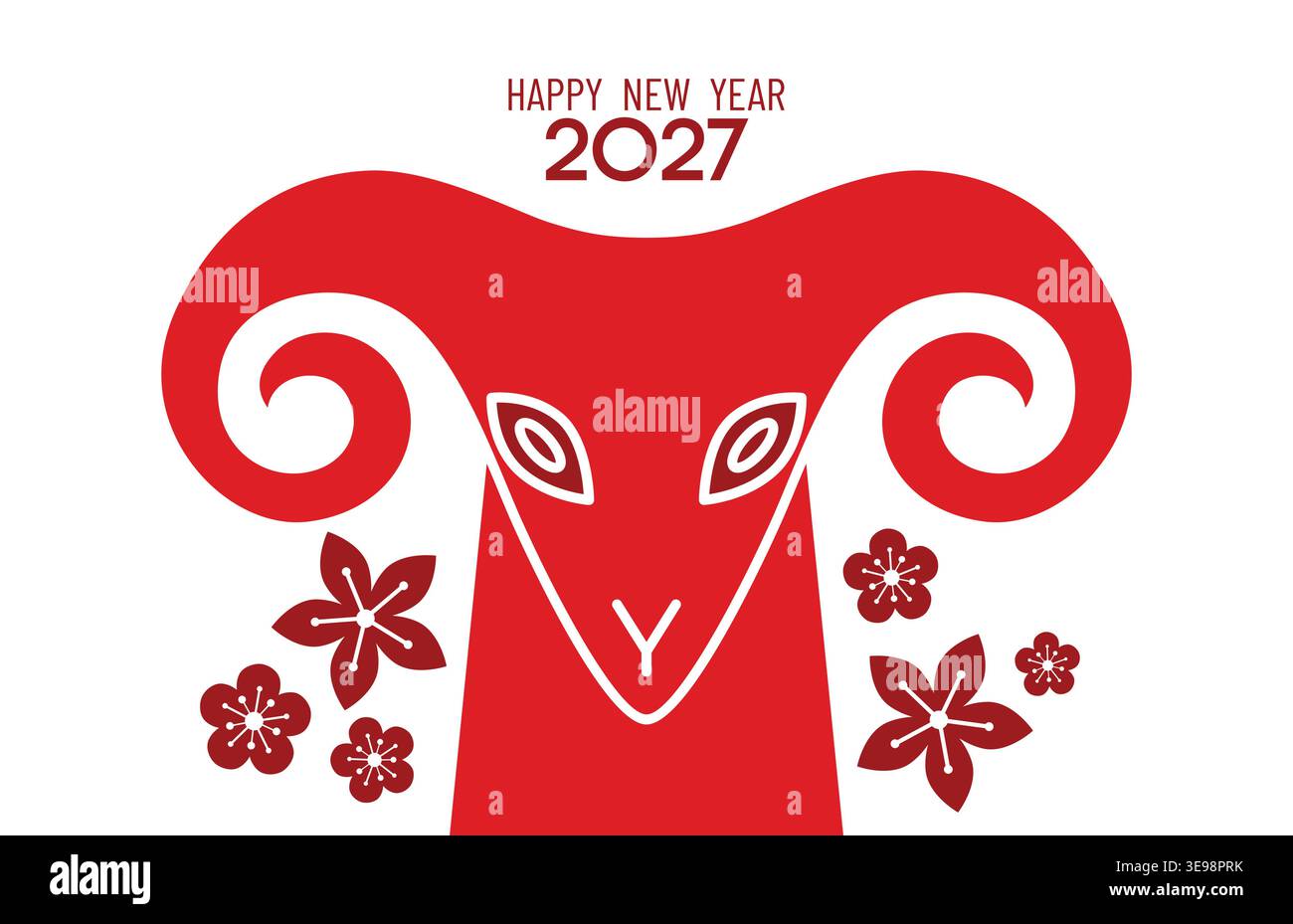 Chinese New Year of the Sheep minimalist banner, or Lunar New Year 2027 ...