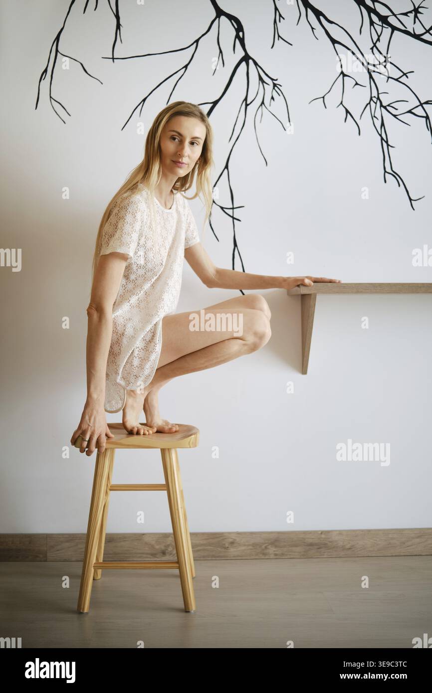 Graceful woman leans on hi-res stock photography and images - Alamy