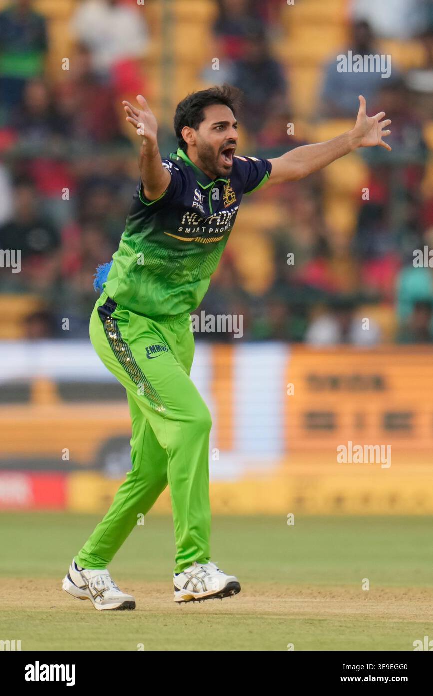 Royal Challengers Bengaluru's Bhuvneshwar Kumar appeals for the wicket ...