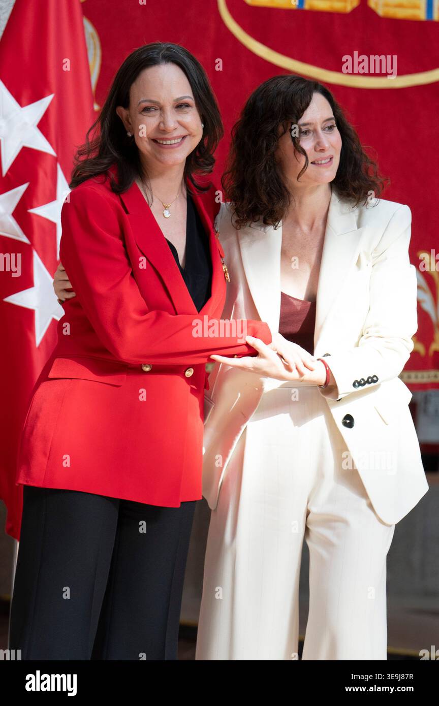 The Venezuelan opposition leader Maria Corina Machado and Isabel Diaz ...