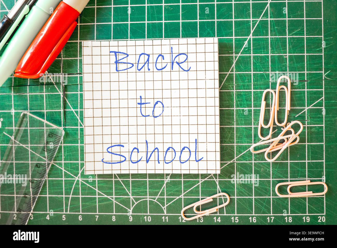 Back to school background, with different office or school supplies ...