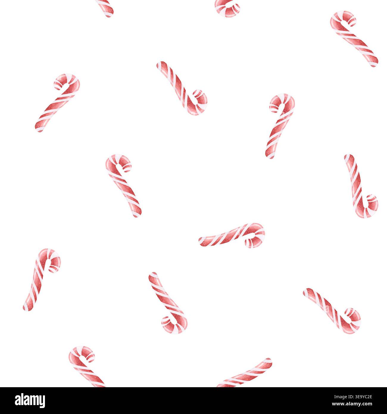 Simple candy canes seamless pattern on white for minimalist Christmas ...