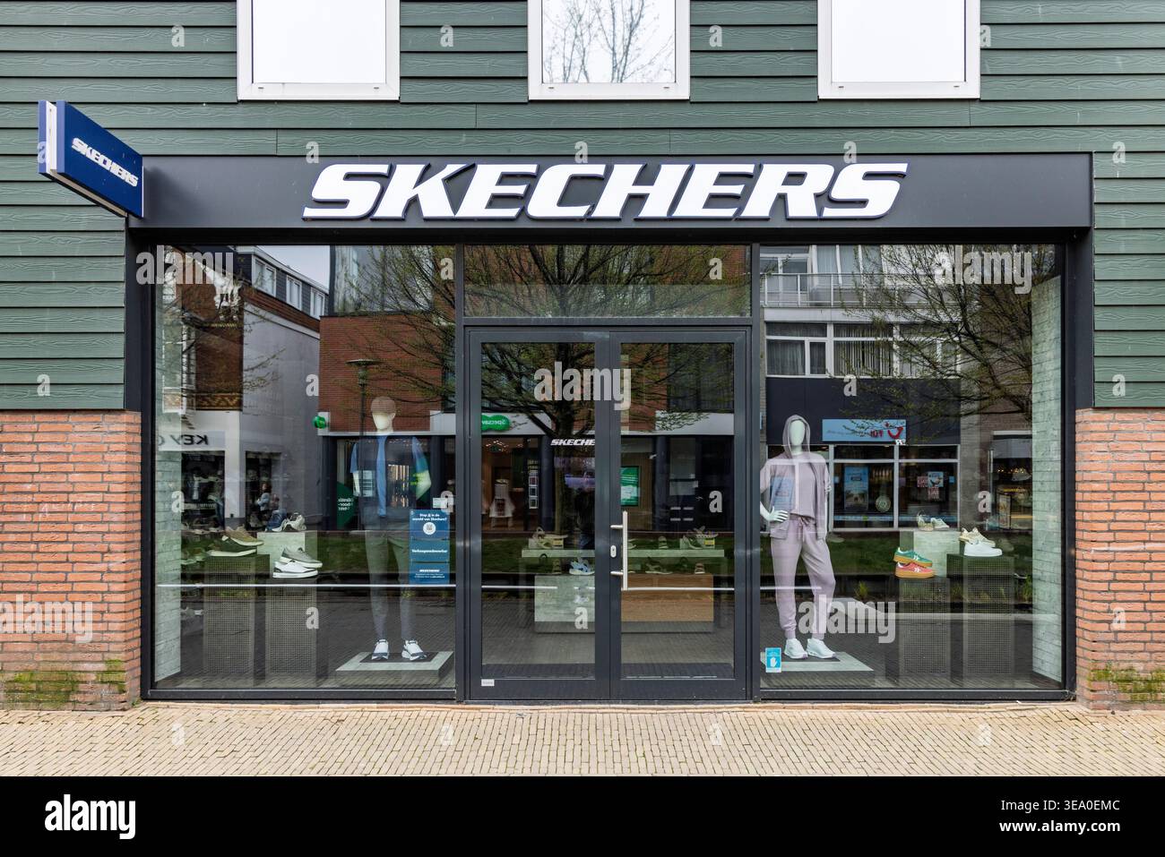 Zaandam, Netherlands, April 11, 2026. Modern storefront of a Skechers ...