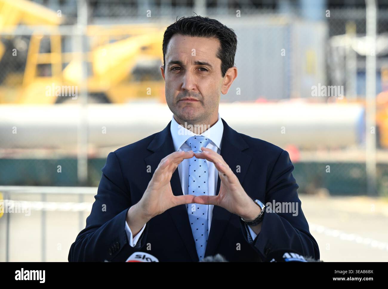 The Premier of Queensland, David Crisafulli speaks to the media at the ...