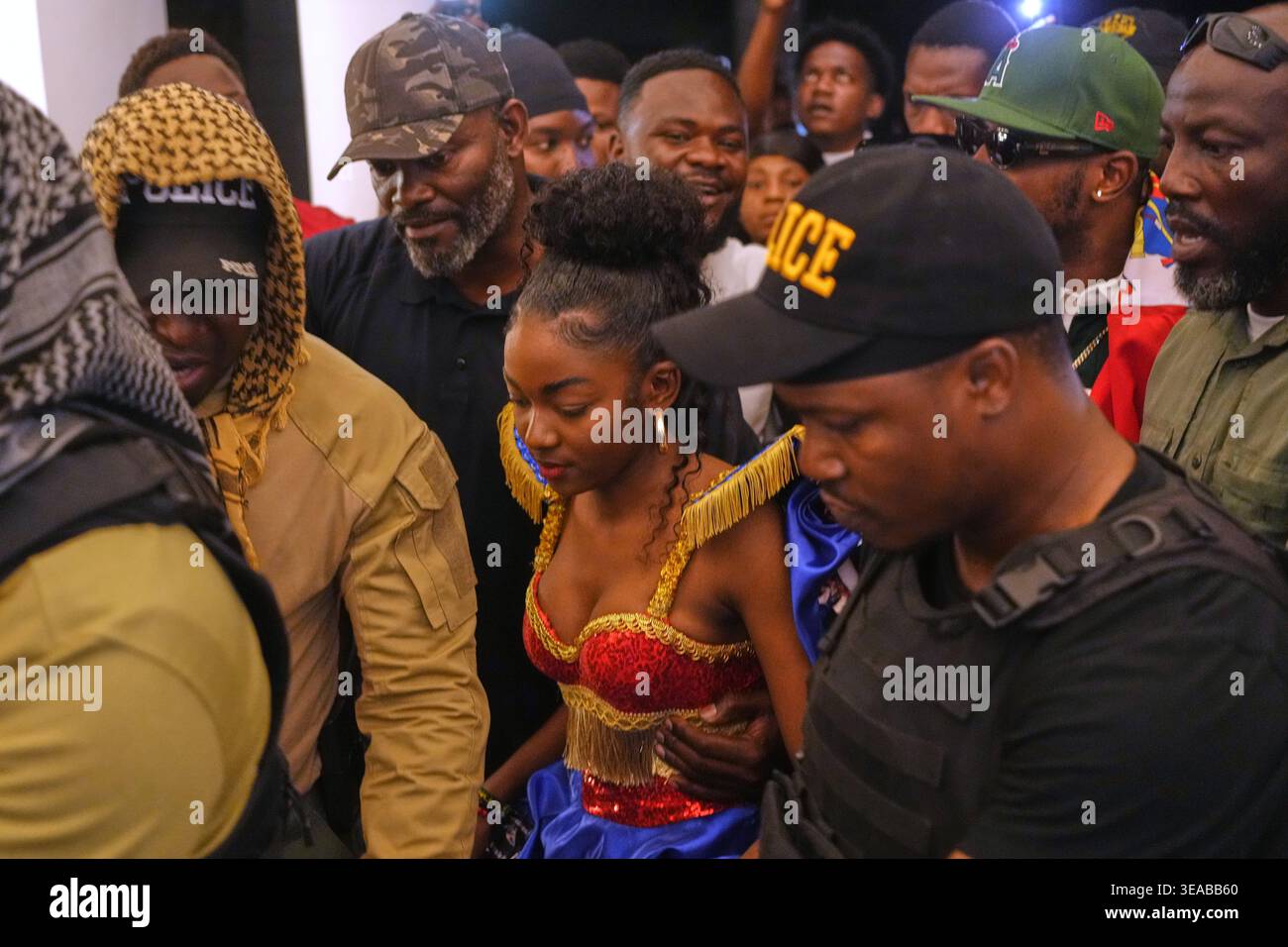 Haitian influencer Ariana Milagro Lafond arrives at a press conference ...