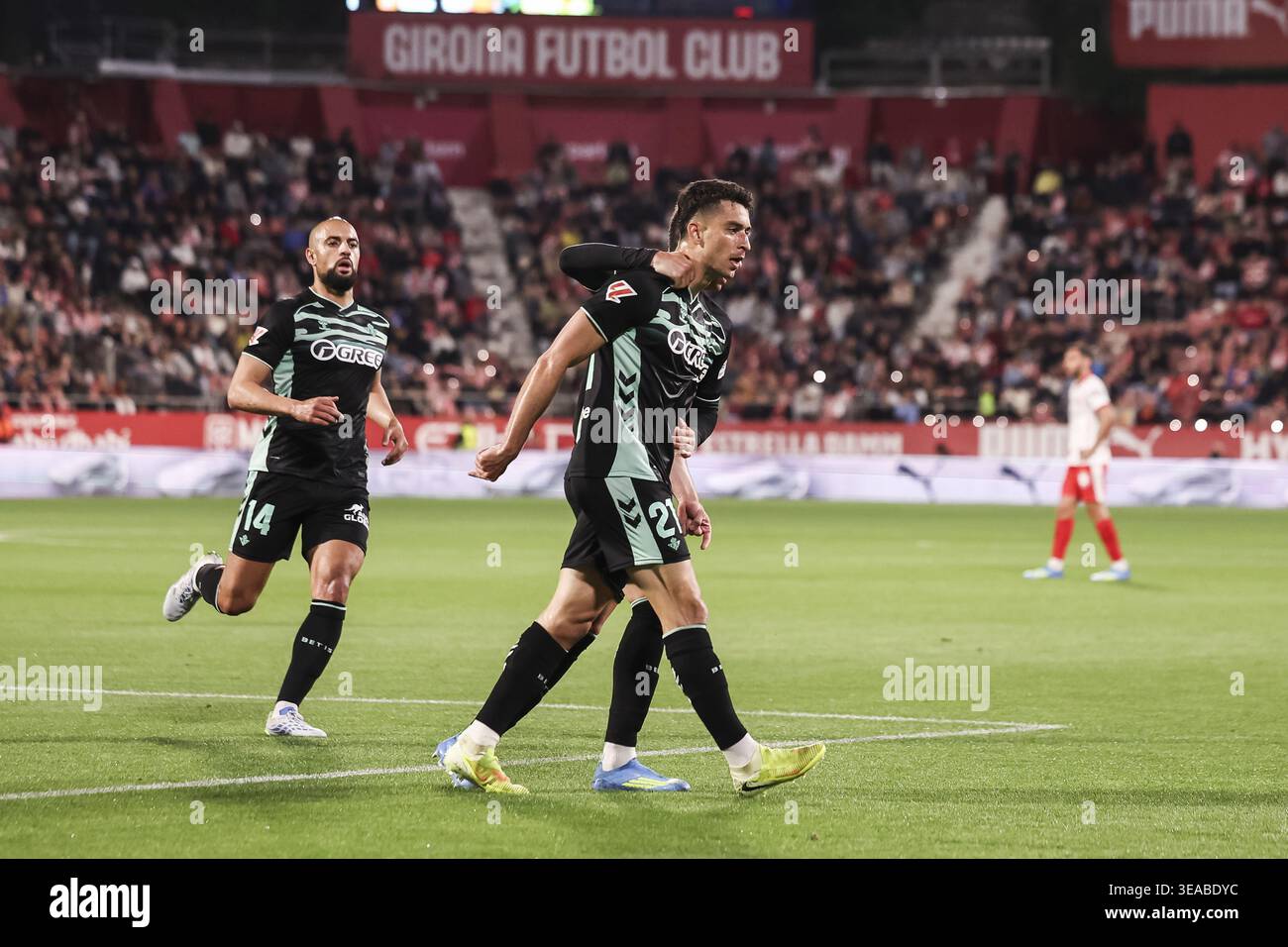 Marc Roca of Real Betis celebrates a goal 1-1 during the Spanish ...