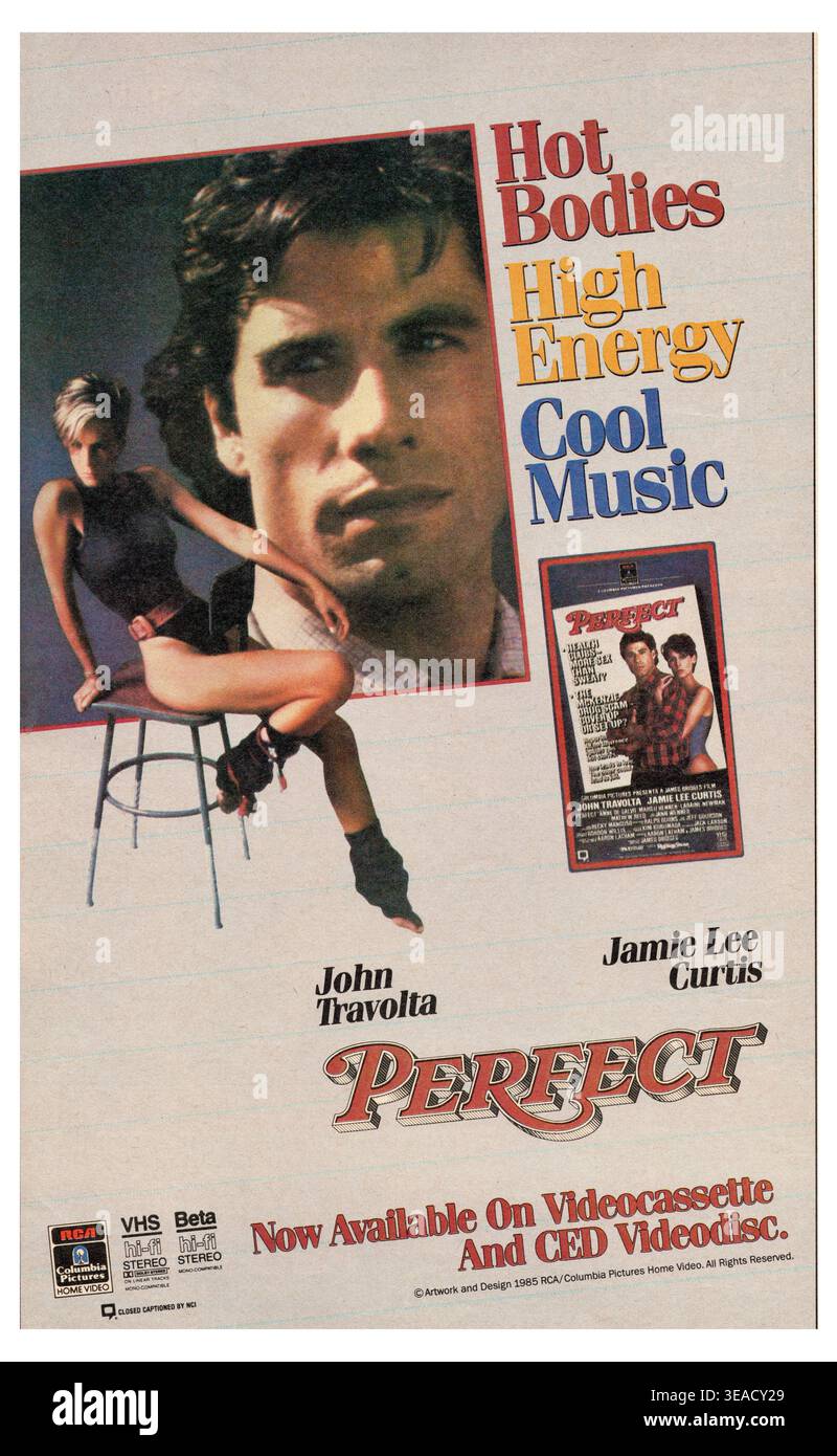 1985 Perfect.film VHS release ad features John Travolta and Jamie Lee ...