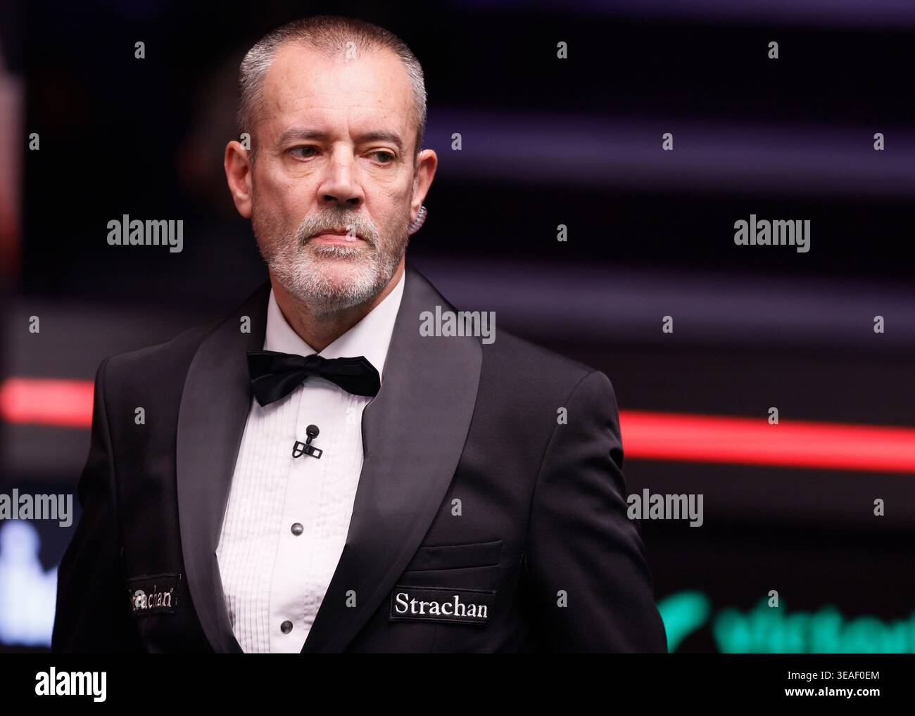 Snooker referee Olivier Marteel on day five of the Halo World Snooker ...