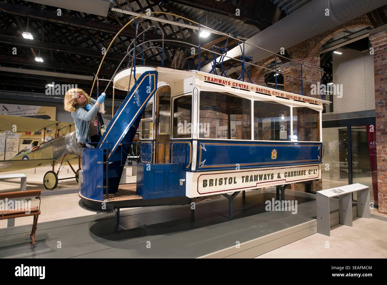 Staff preparing a Bristol horse drawn tram, the earliest form of ...