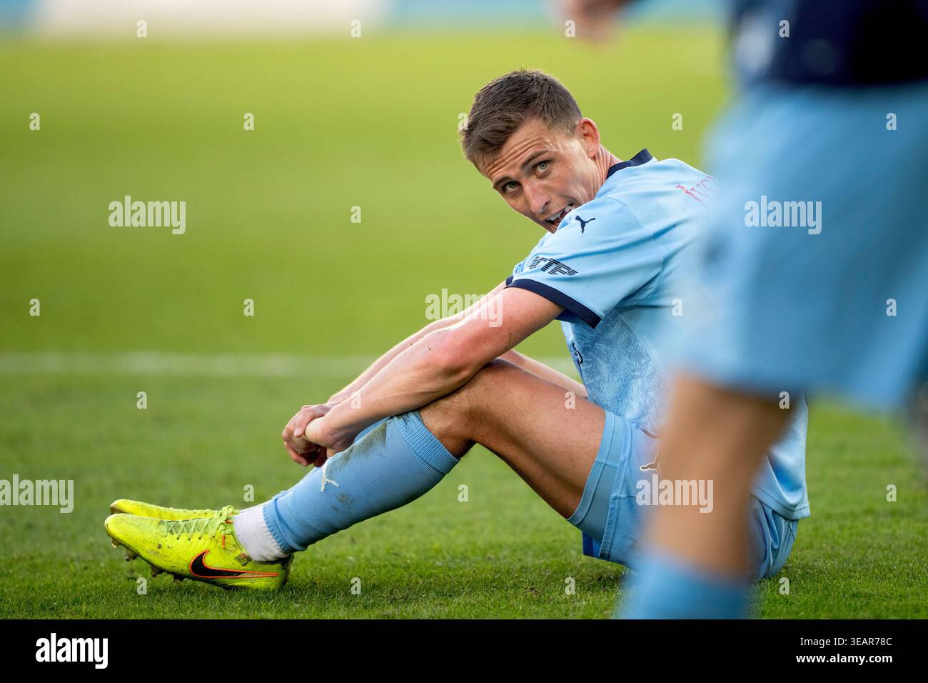Randers FC's John Bjorkengren reacts after the match between Randers FC ...