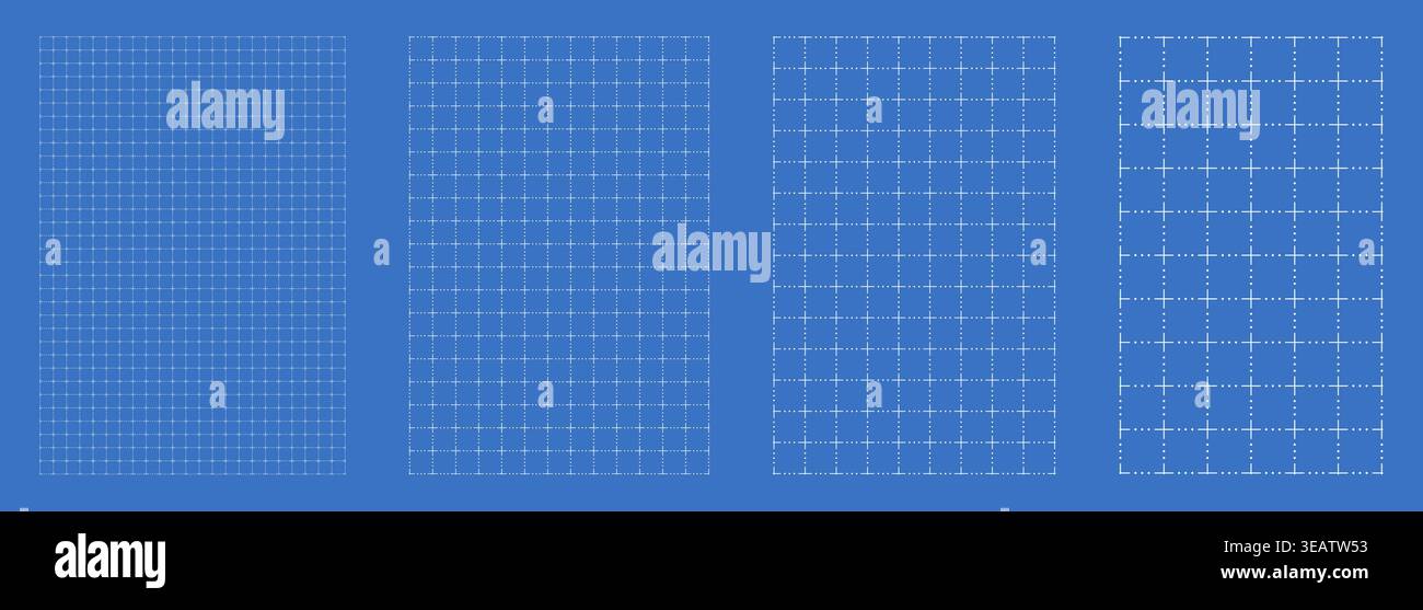 Blueprint grid set circle node cross geometry, four scale variations ...