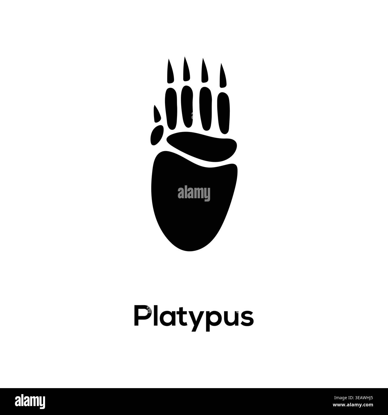 Platypus Footprint Paw Print Silhouette Vector Icon Black Isolated ...