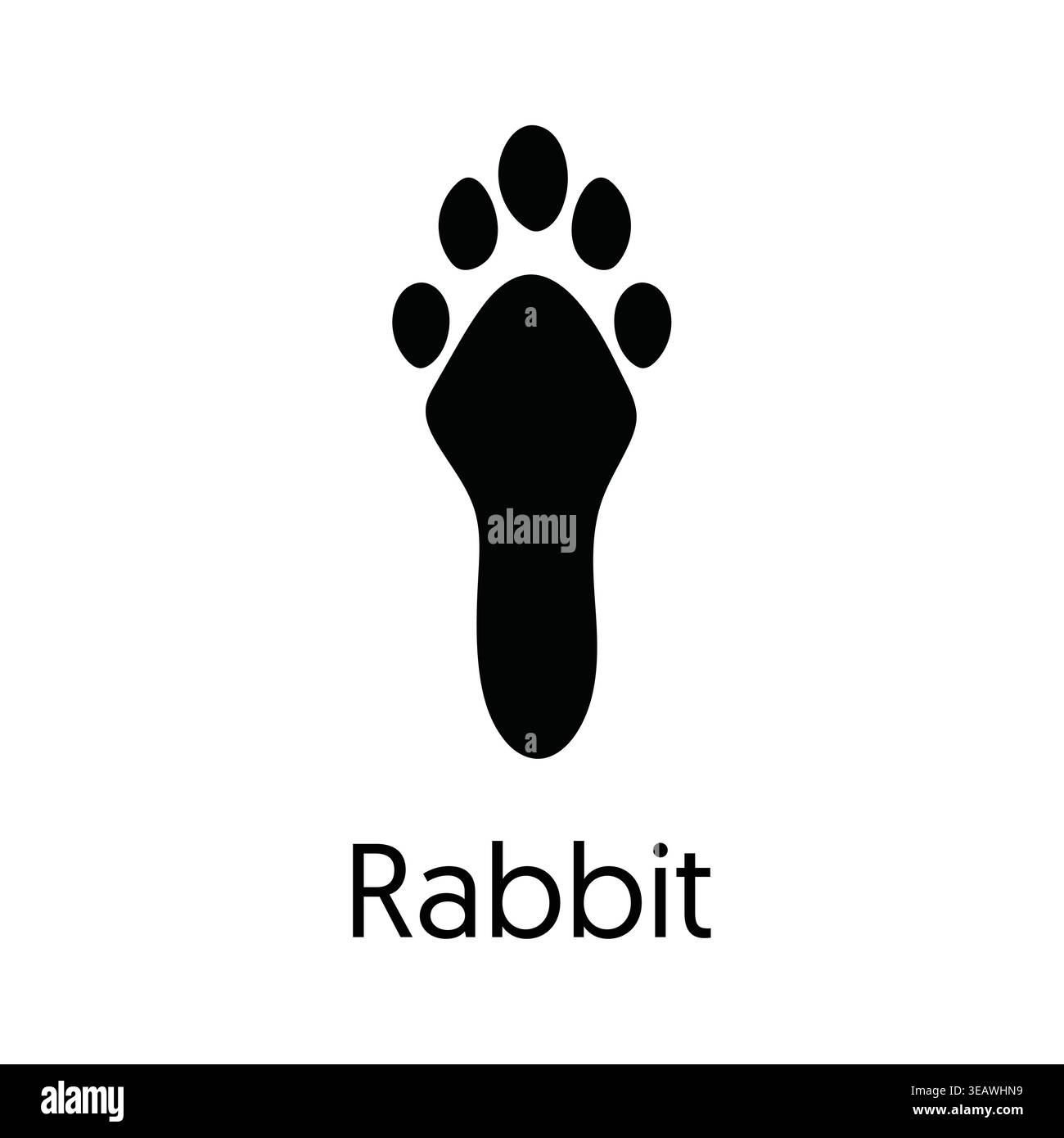 Rabbit Footprint Paw Print Silhouette Vector Icon Black Isolated ...