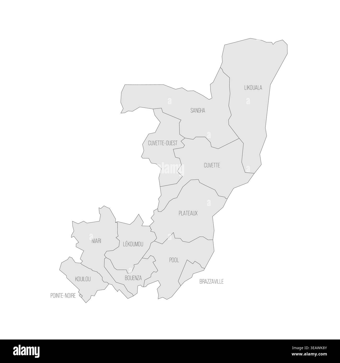 Republic of the Congo political map of administrative divisions ...
