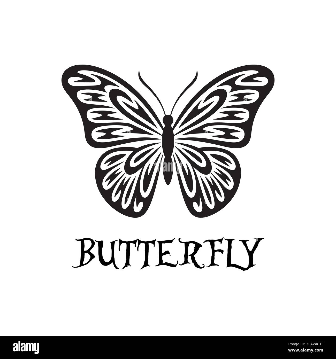 Butterfly Silhouette Vector Decorative Insect Elegant Black Icon ...