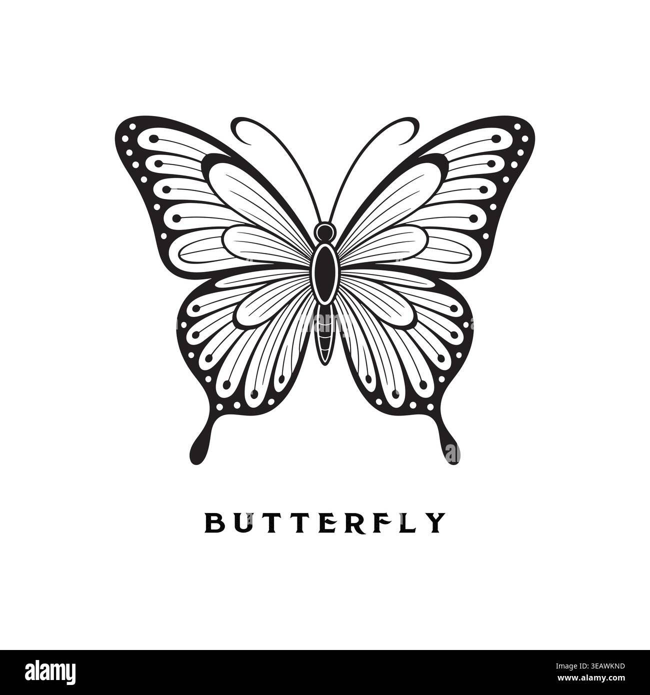 Butterfly Silhouette Vector Decorative Insect Elegant Black Icon ...