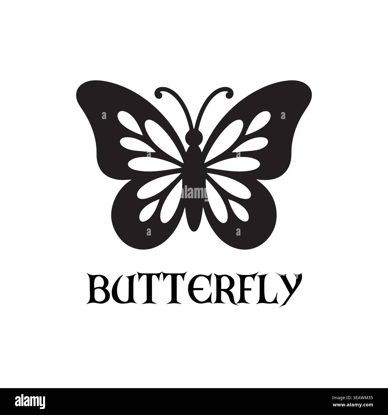 Butterfly Silhouette Vector Decorative Insect Elegant Black Icon ...