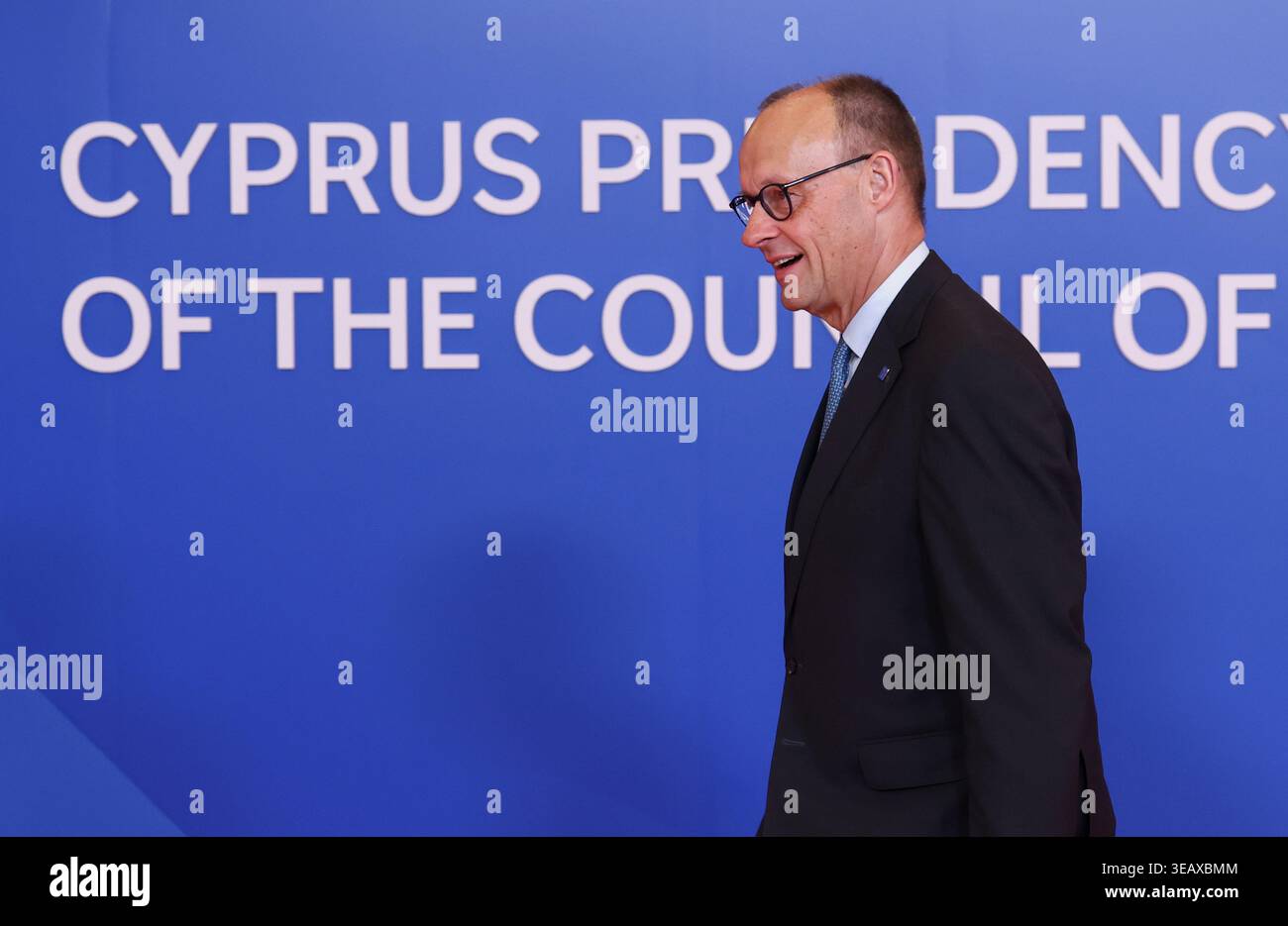 Germany's Chancellor Friedrich Merz arrives for the EU Summit in ...