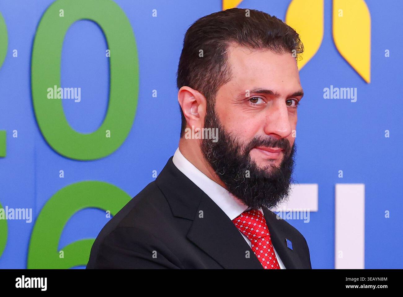 Syria's President Ahmed al-Sharaa arrives for the EU Summit in Nicosia ...