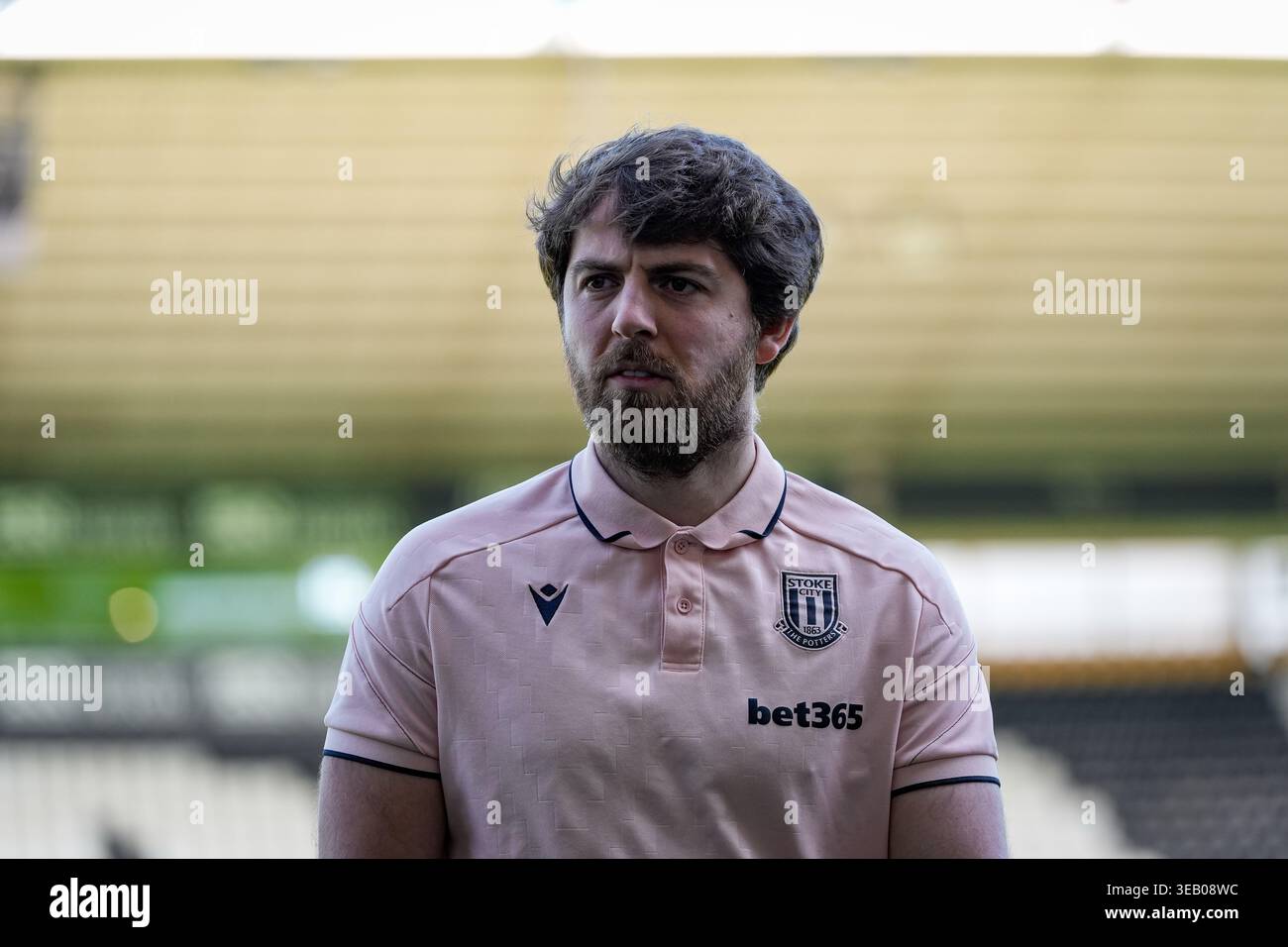 Ben Pearson of Stoke City inspects the pitch prior to kick off during ...